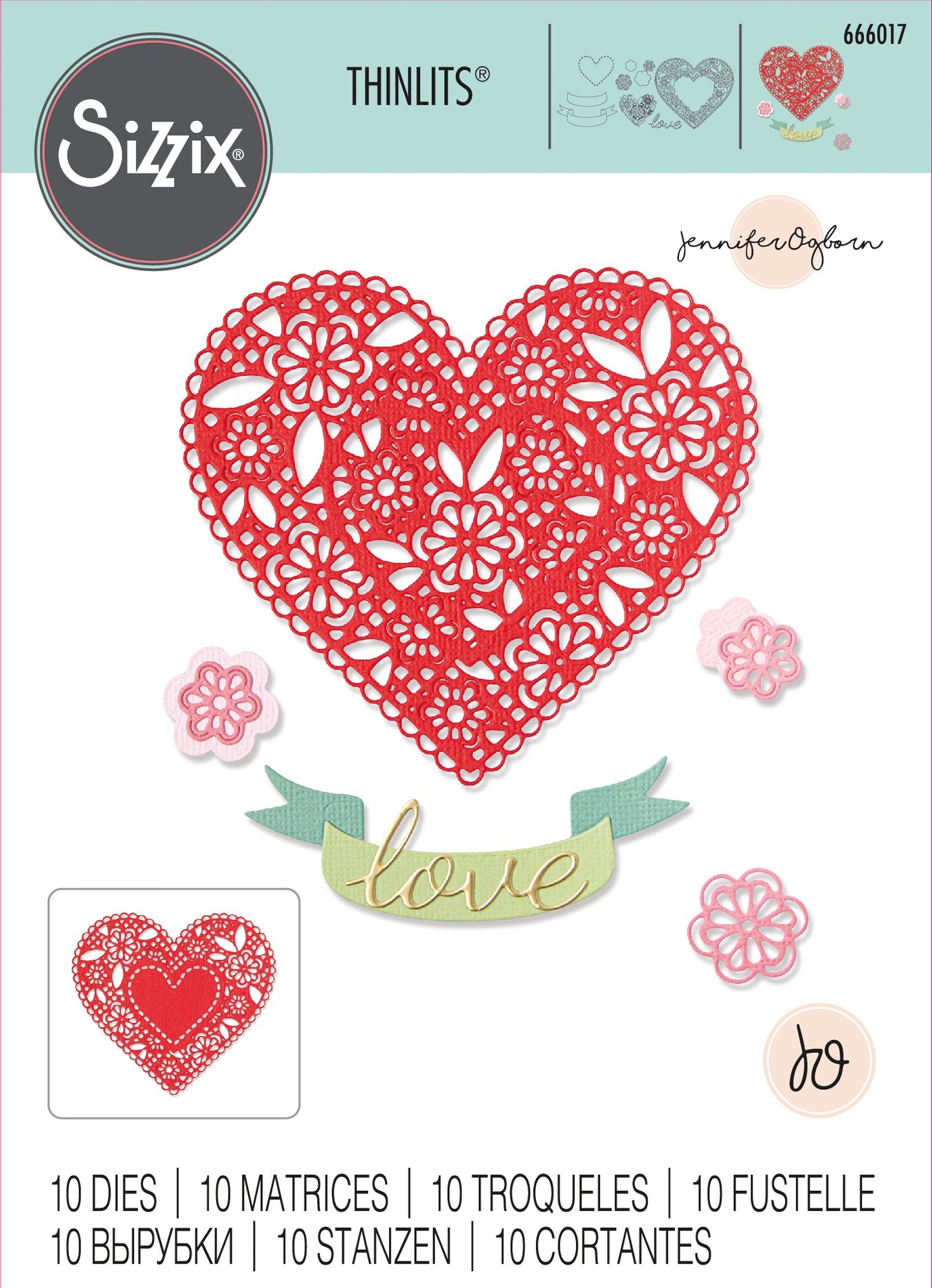 Sizzix Thinlits Dies By Jennifer Ogborn 10/Pkg-Doily Heart | Michaels