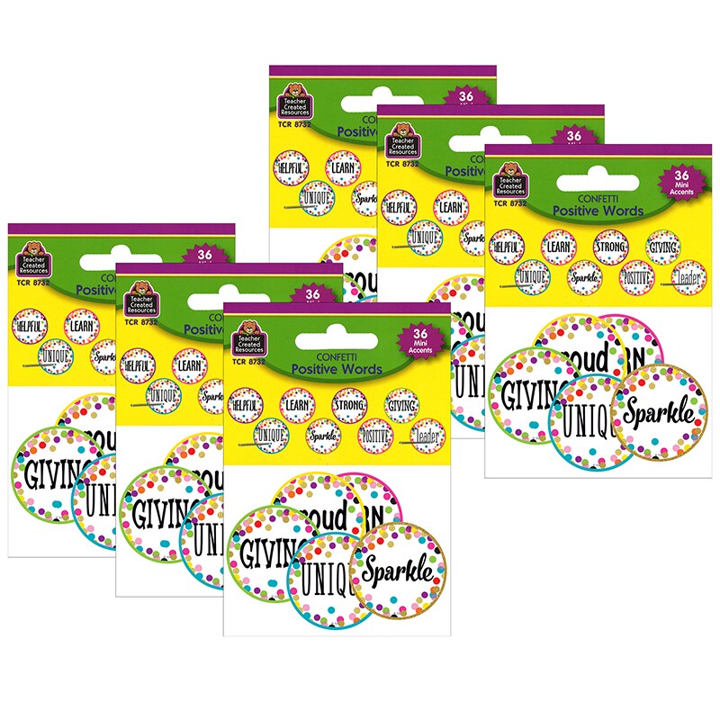Confetti Positive Words Mini Accents, 36 Per Pack, 6 Packs | Michaels