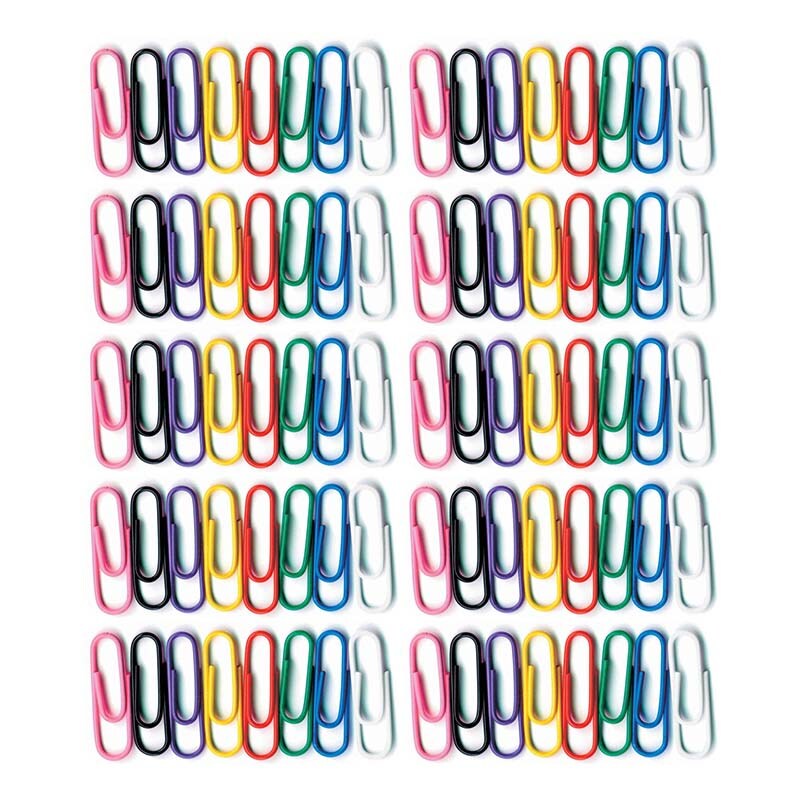 Vinyl-Coated Paper Clips, No. 1 Standard Size, 100 Per Pack, 10 Packs ...