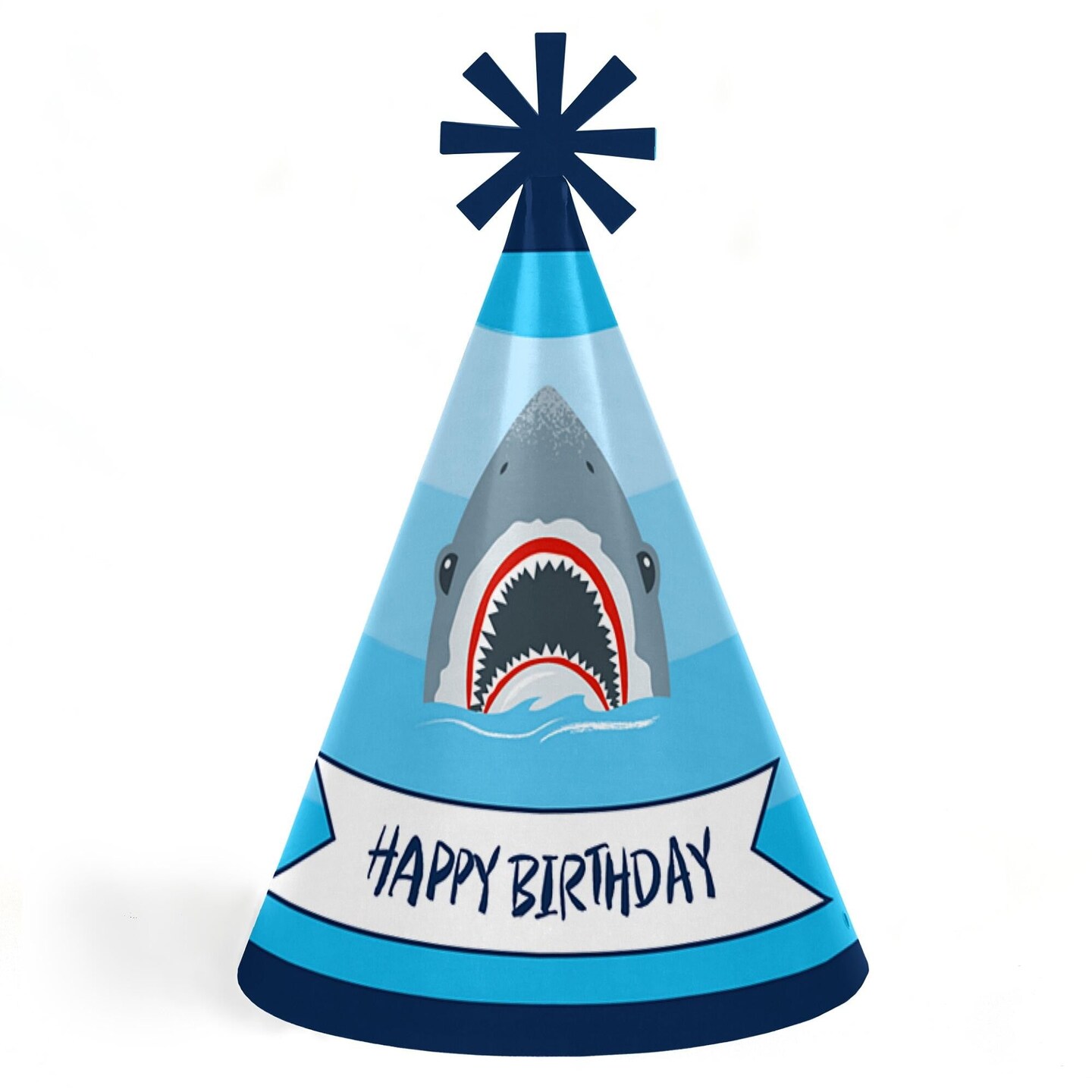 Big Dot of Happiness Shark Zone - Cone Jawsome Shark Happy Birthday ...