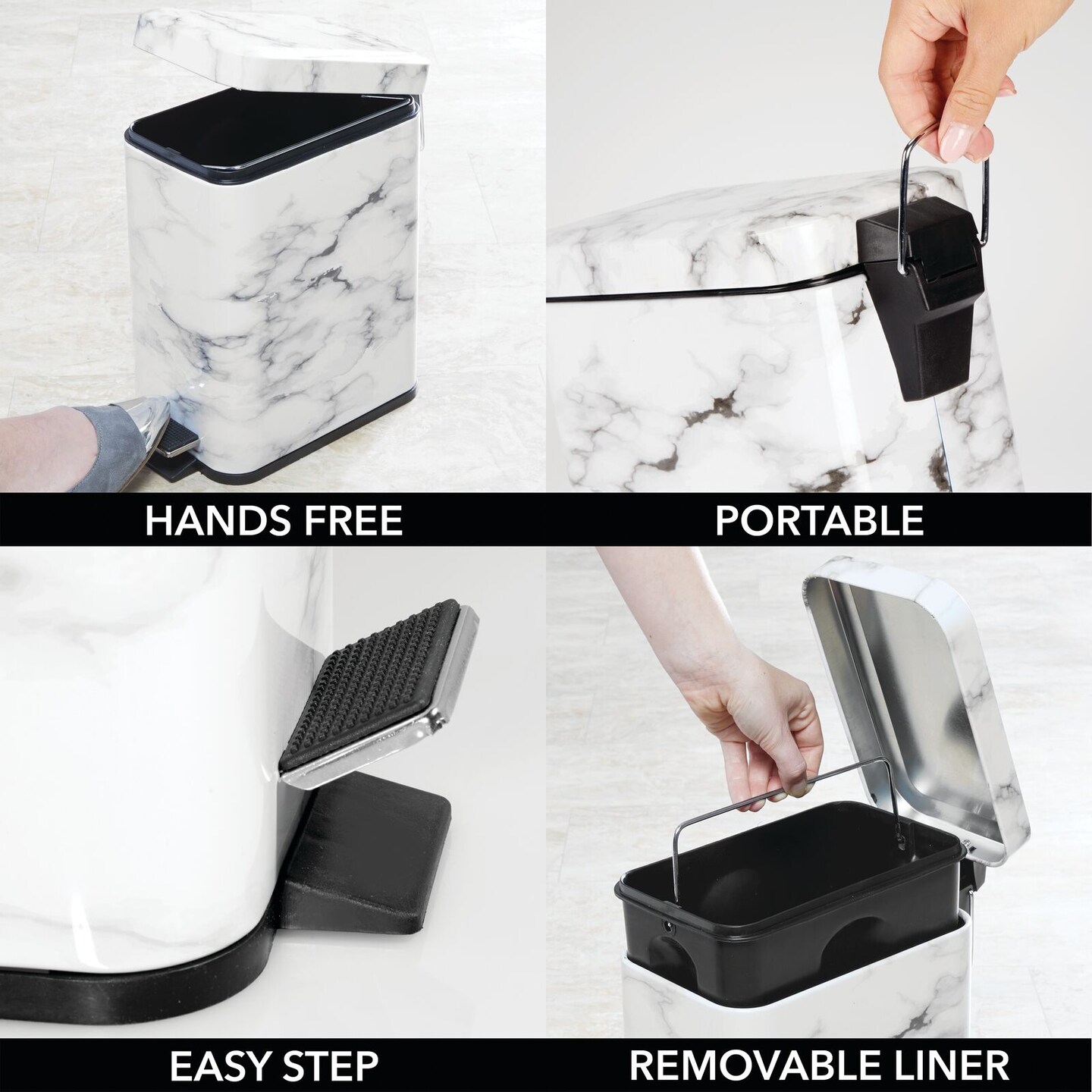 mDesign Step Trash Can, Gallon Garbage Bin, Removable Liner Bucket ...