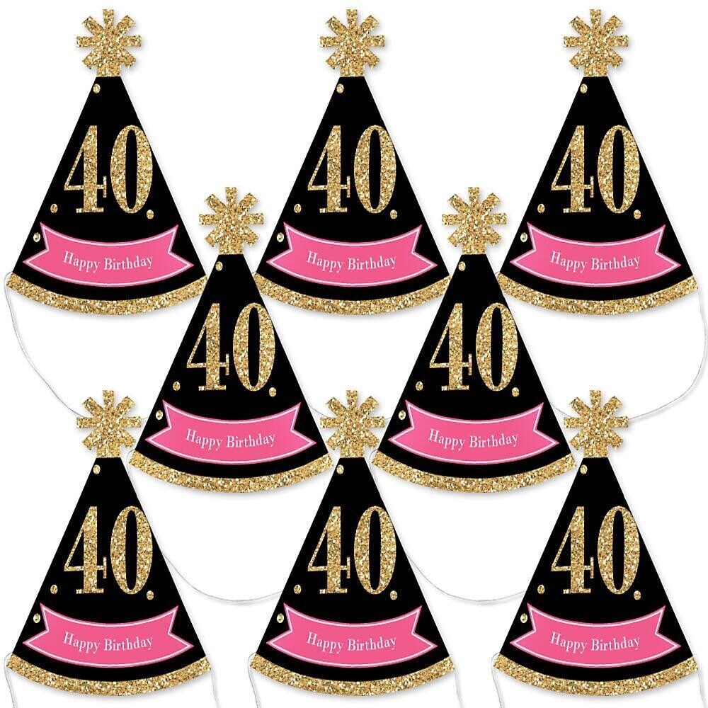 Big Dot of Happiness Chic 40th Birthday - Pink, Black and Gold - Mini ...
