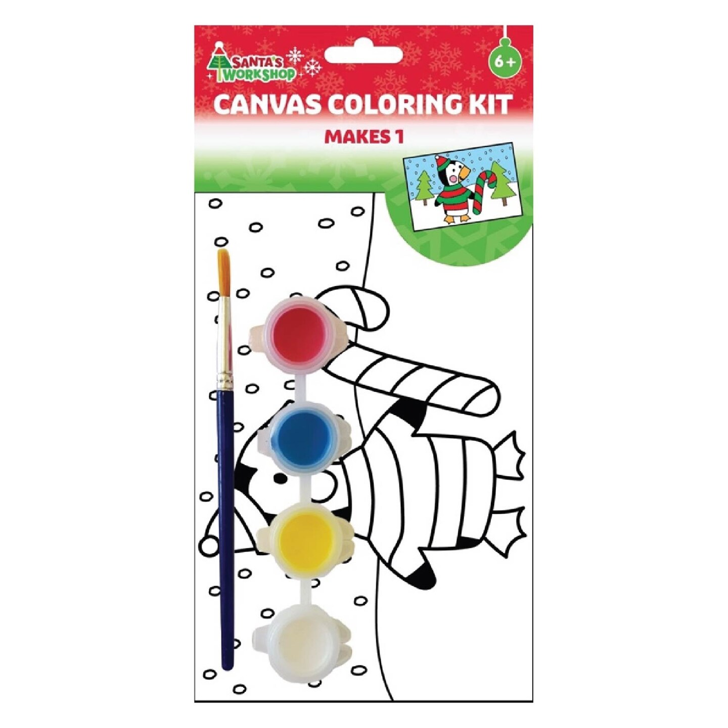Colorbok Santa's Workshop Canvas Coloring Kit 4"X6"-Penguin | Michaels
