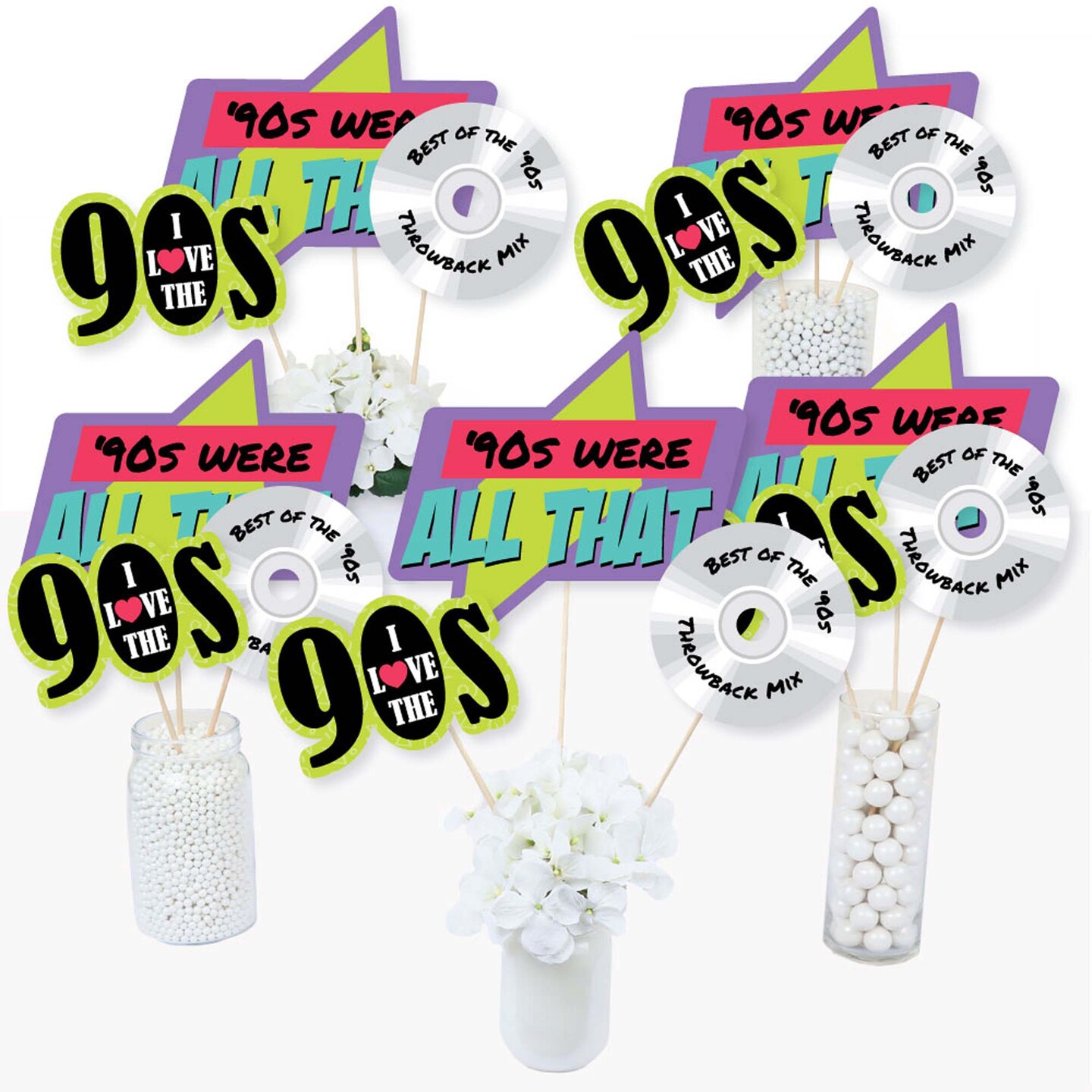Big Dot of Happiness 90's Throwback - 1990s Party Centerpiece Sticks ...