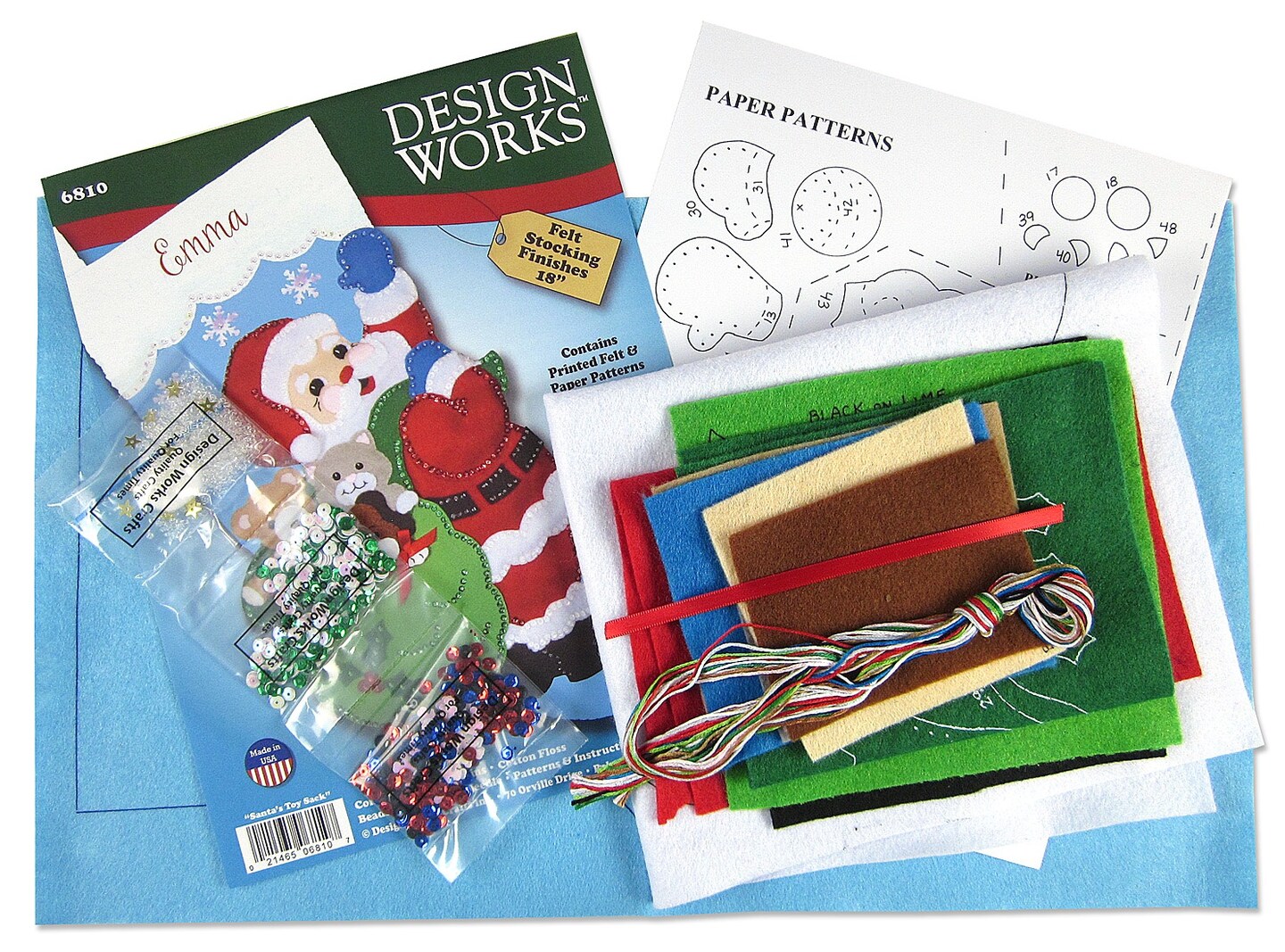 Design Works Felt Stocking Applique Kit 18" Long-Santa's Toy Bag | Michaels