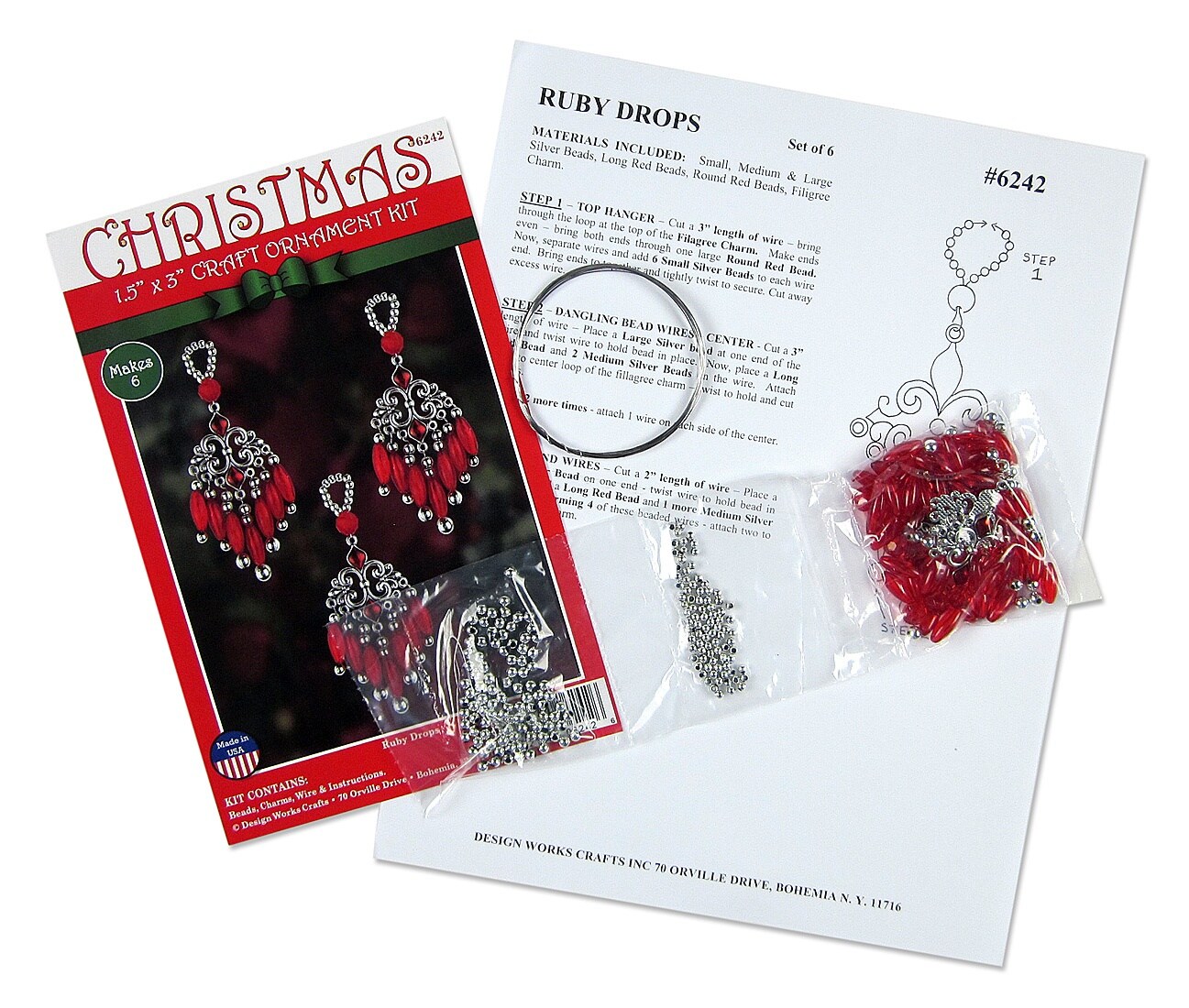 Design Works Beaded Ornament Kit 1.5"X3" Set Of 6-Ruby Drop | Michaels