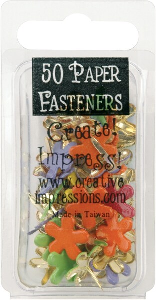 Creative Impressions Painted Metal Paper Fasteners 50/Pkg-Funky Flowers ...