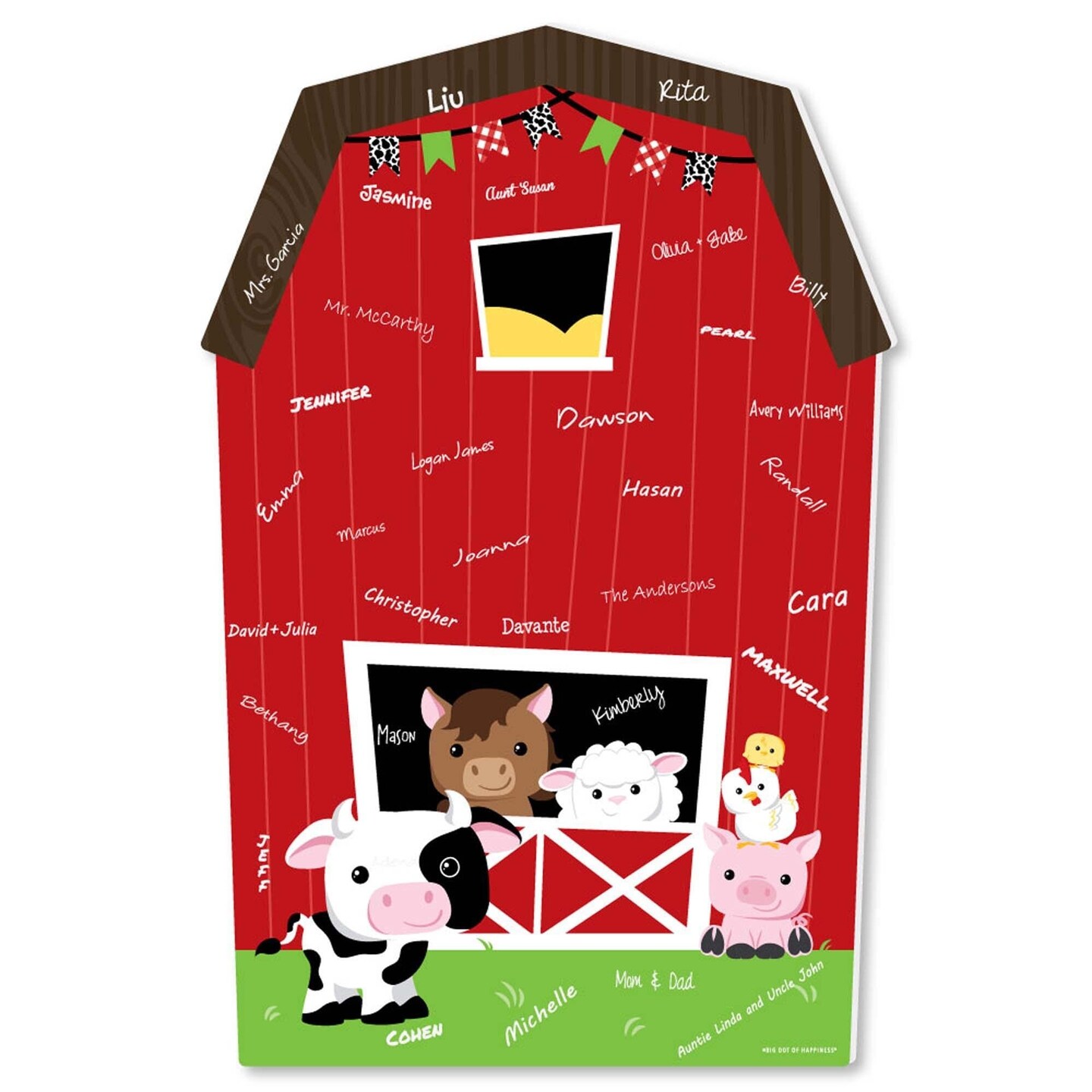 Big Dot of Happiness Farm Animals - Barn Guest Book Sign - Barnyard ...