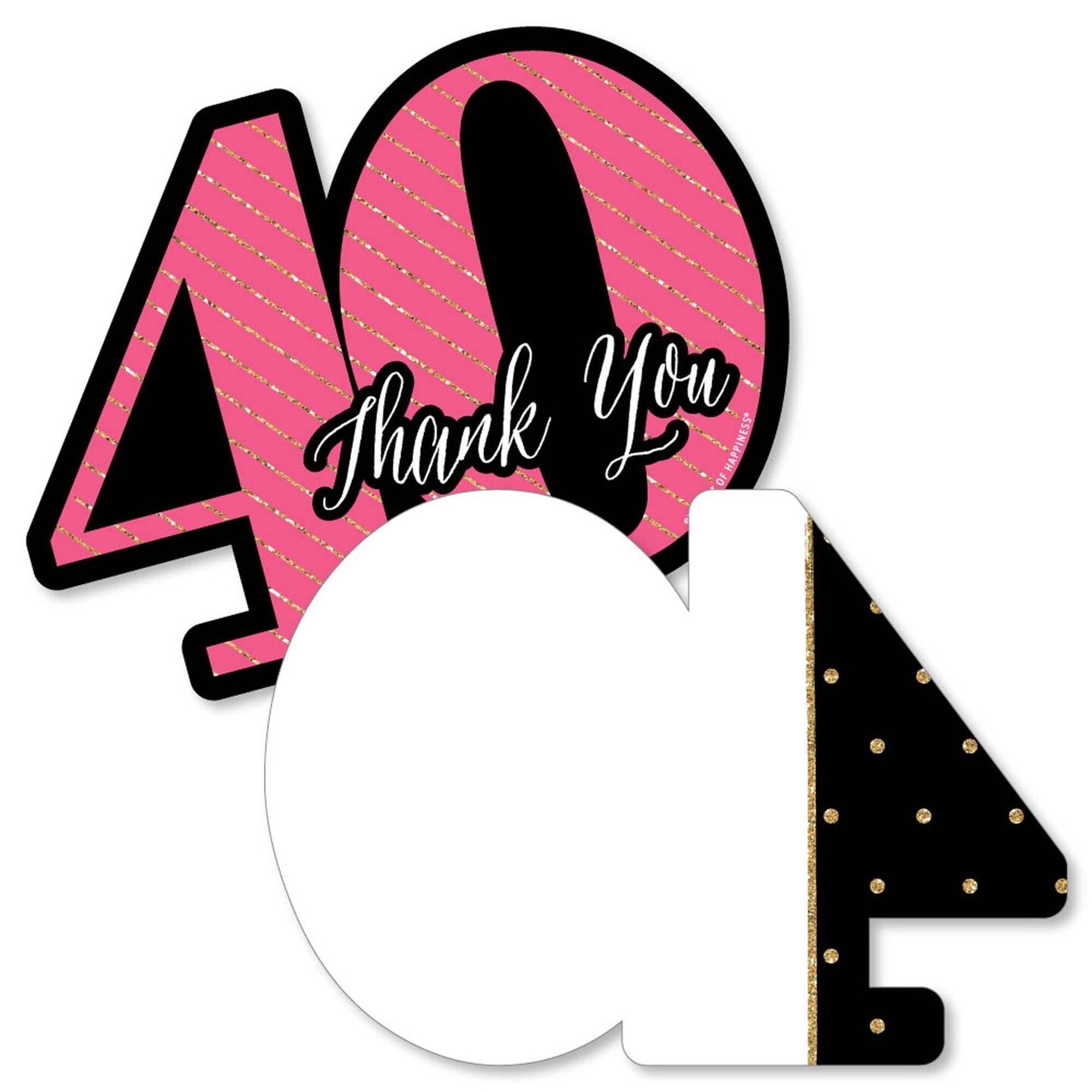 Big Dot of Happiness Chic 40th Birthday - Pink, Black & Gold - Shaped ...