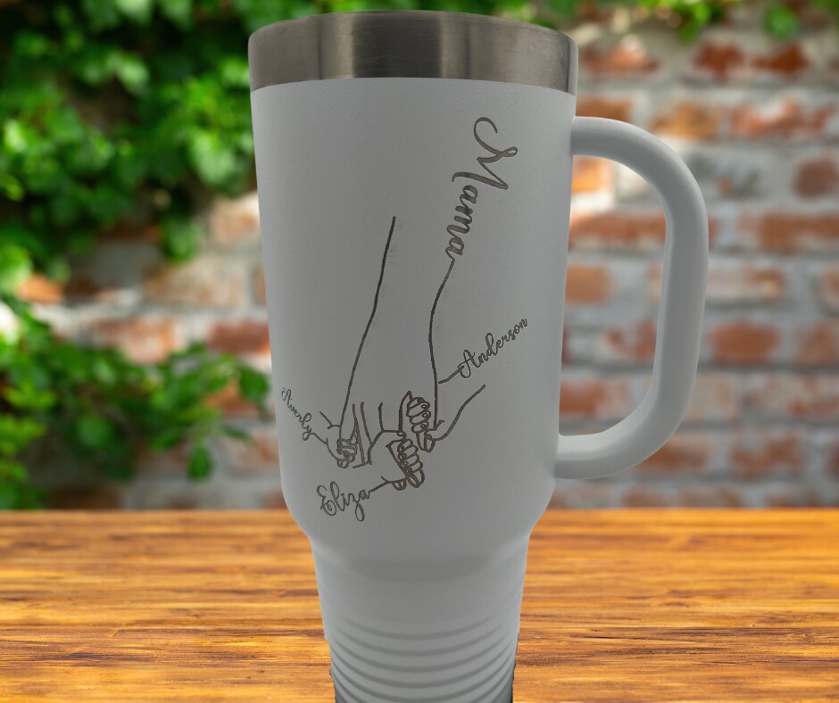 Mother's Hand 40oz Polar Camel Travel Mug Custom Engraved | MakerPlace ...