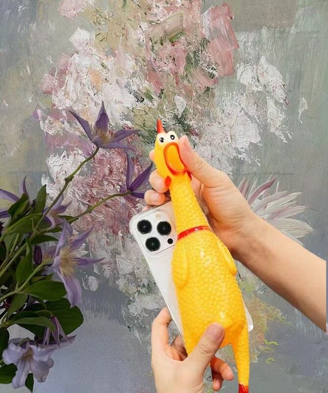 3D Screaming Rubber Chicken Phone Case Funny squishy for iPhone Samsung ...