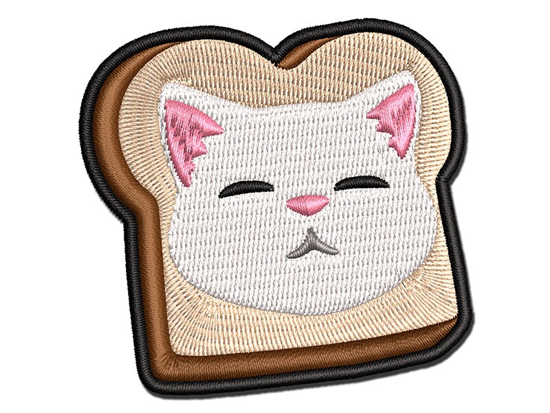 Cat in Sliced Bread Multi-Color Embroidered Iron-On or Hook & Loop ...