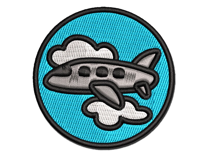 Airplane Flying Through Clouds Travel Trip Multi-Color Embroidered Iron ...