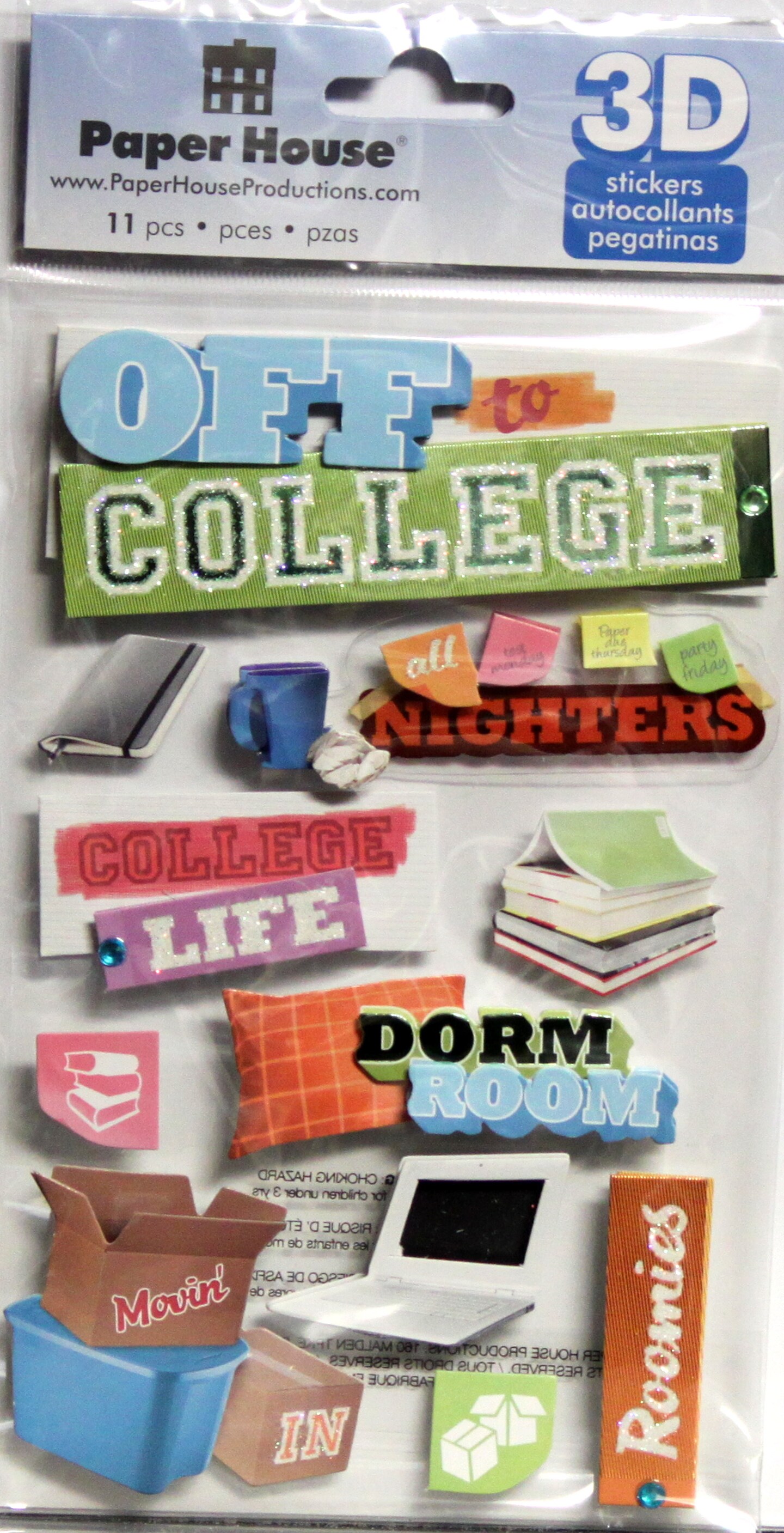 Paper House Off To College Dimensional Stickers | Michaels