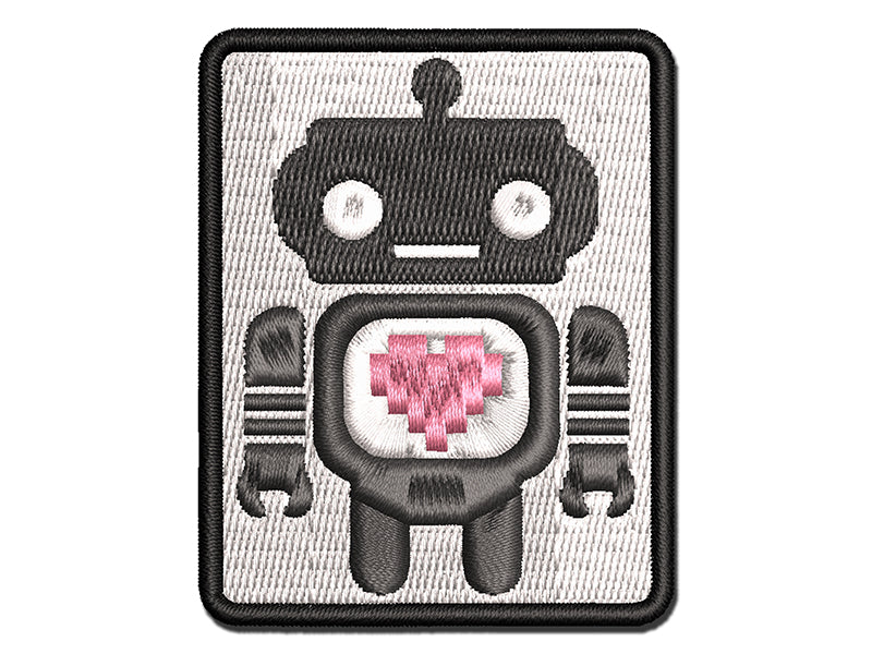 Cute Little Robot with a Heart Multi-Color Embroidered Iron-On or Hook & Loop Patch Applique ...