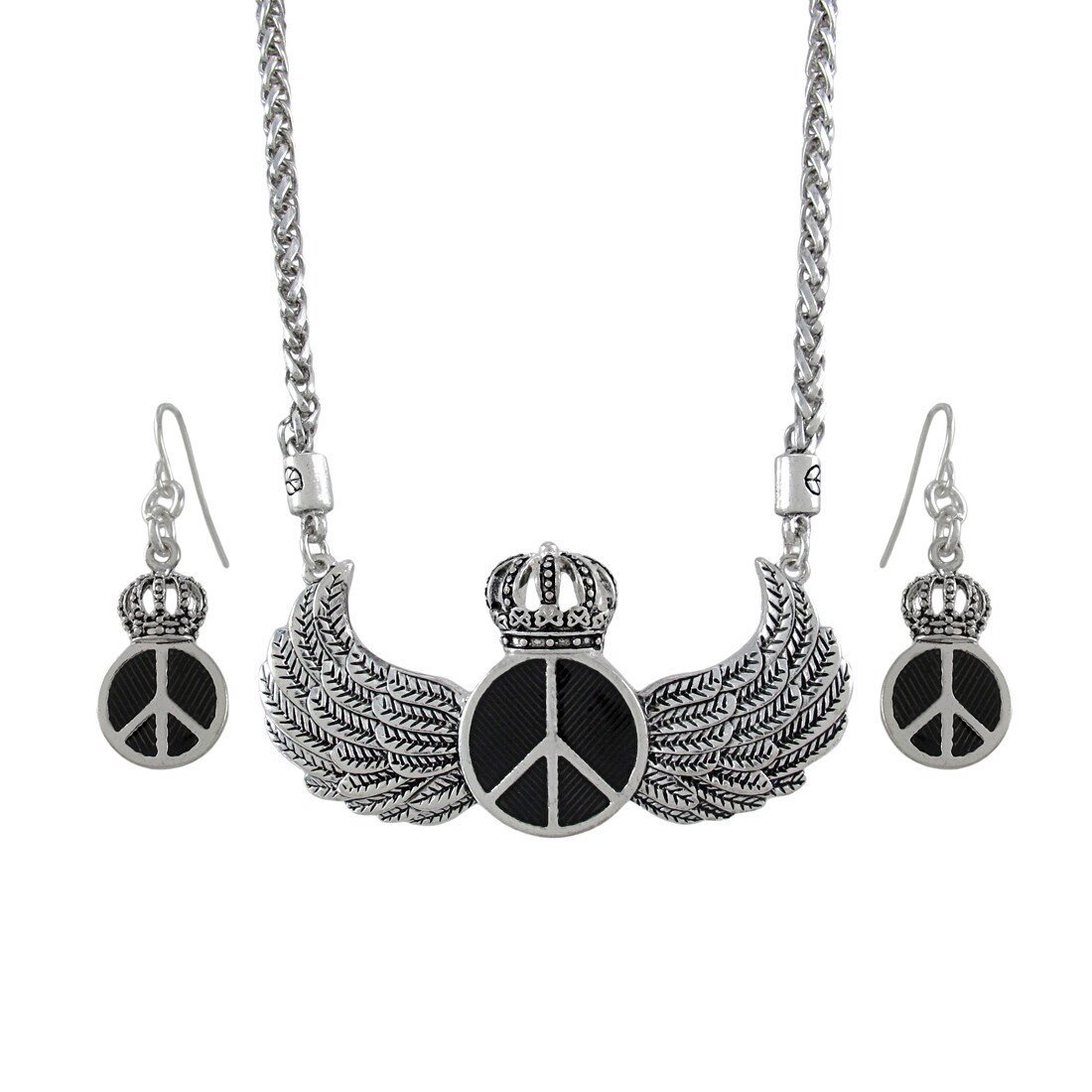 Royal Winged Peace Sign Necklace and Dangle Earrings Set | Michaels