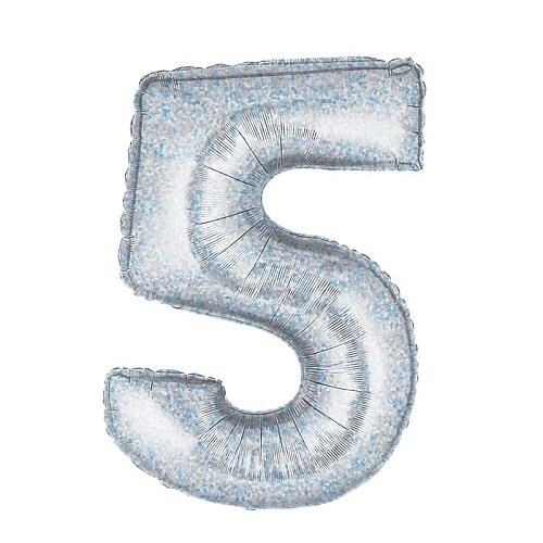 Number 5 Sparkly Silver Megaloons 40" Mylar Balloon | Michaels
