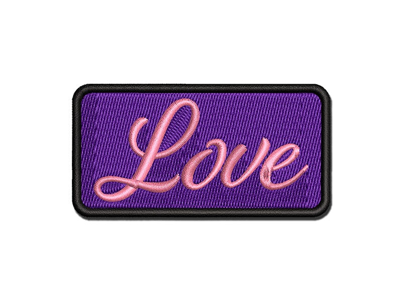 Love Cursive Text Multi-Color Embroidered Iron-On or Hook & Loop Patch ...
