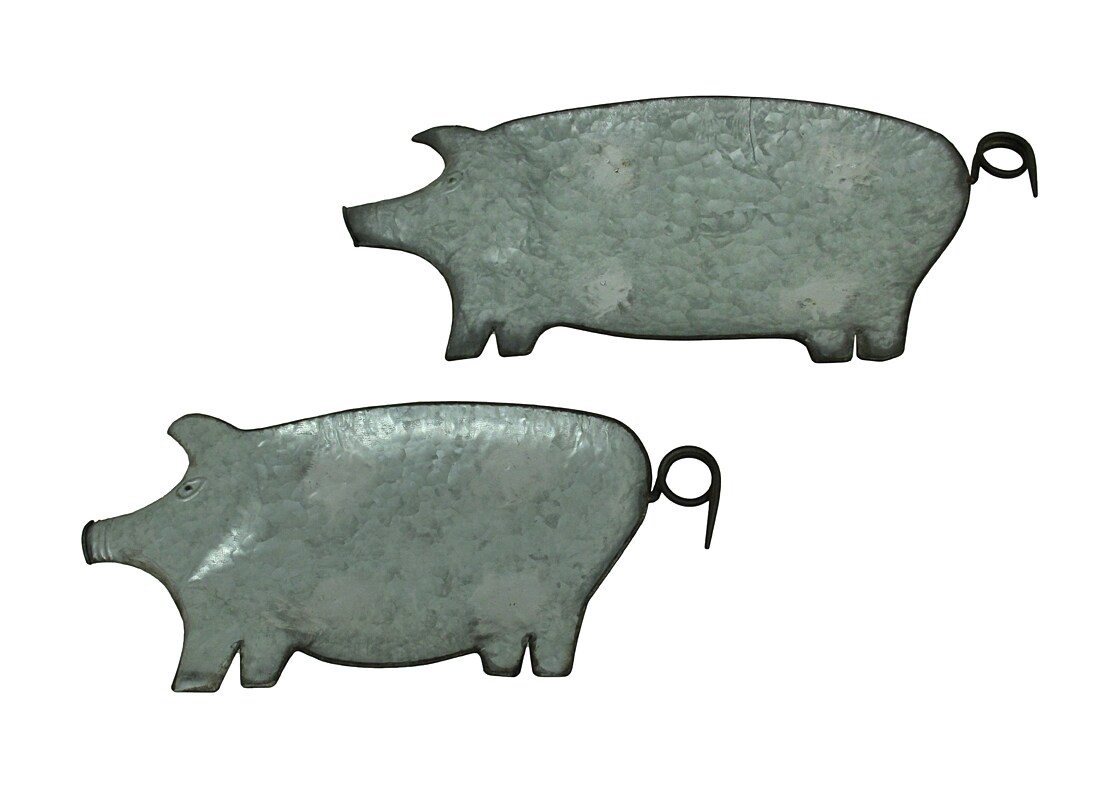 Rustic Galvanized Metal Set of 2 Pig Shaped Trays | Michaels