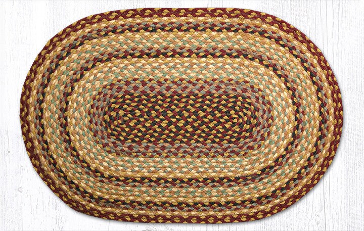 Earth Rugs C-357 Burgundy / Gray / Cream Oval Braided Rug 20" x 30 ...