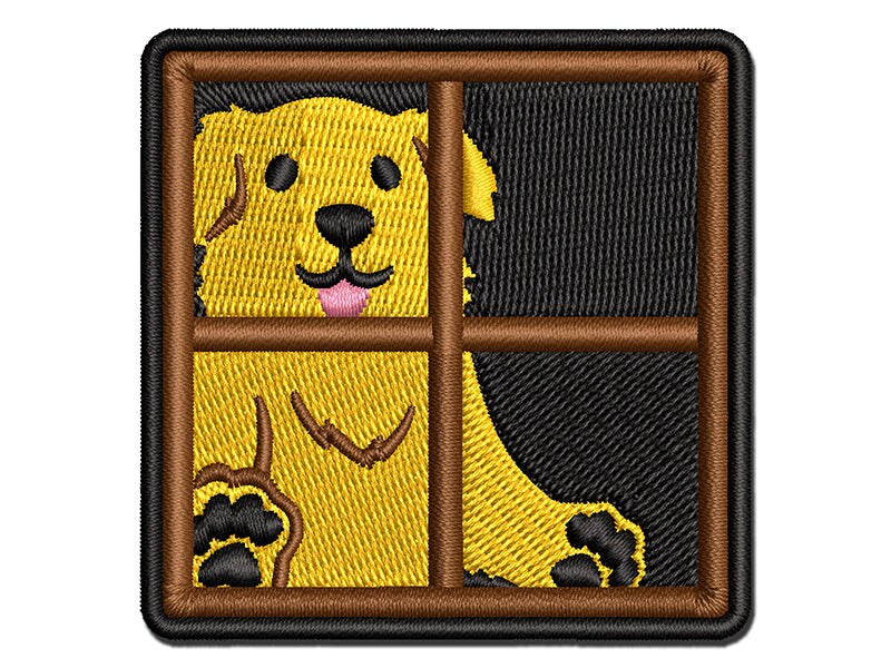 Dog Staring Out Window Multi-Color Embroidered Iron-On or Hook & Loop ...