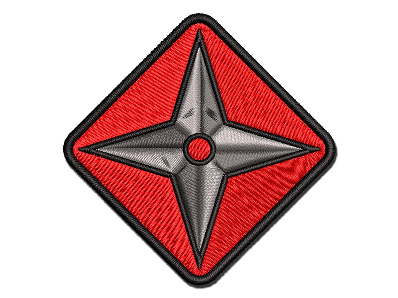 Four Point Ninja Star Multi-Color Embroidered Iron-On or Hook & Loop ...