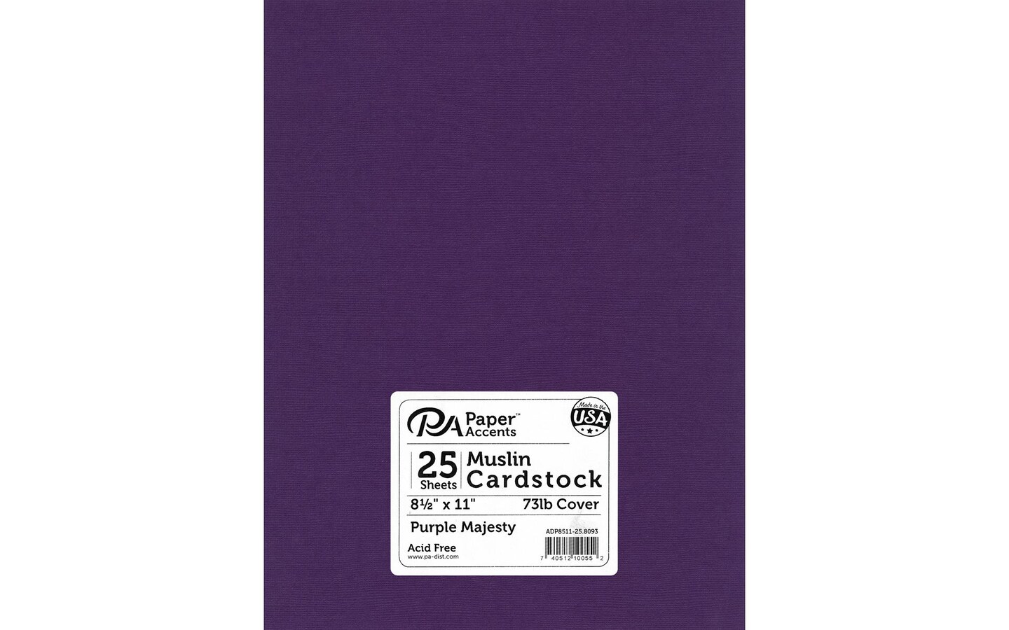 PA Paper Accents Muslin Cardstock 8.5" x 11" Purple Majesty, 73lb ...