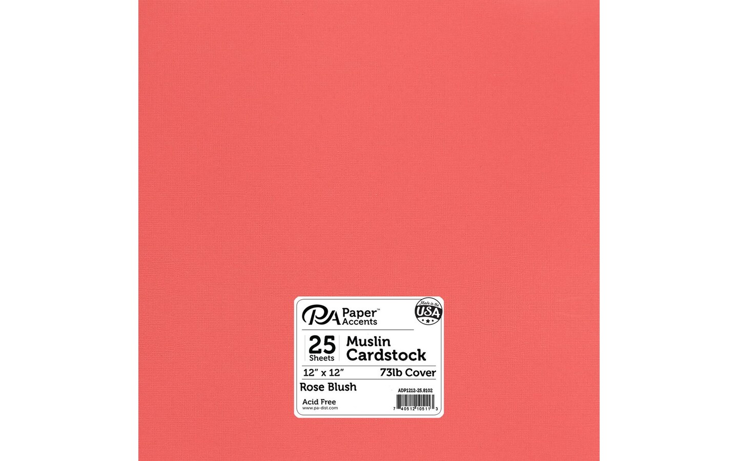 PA Paper Accents Muslin Cardstock 12" x 12" Rose Blush, 73lb colored ...