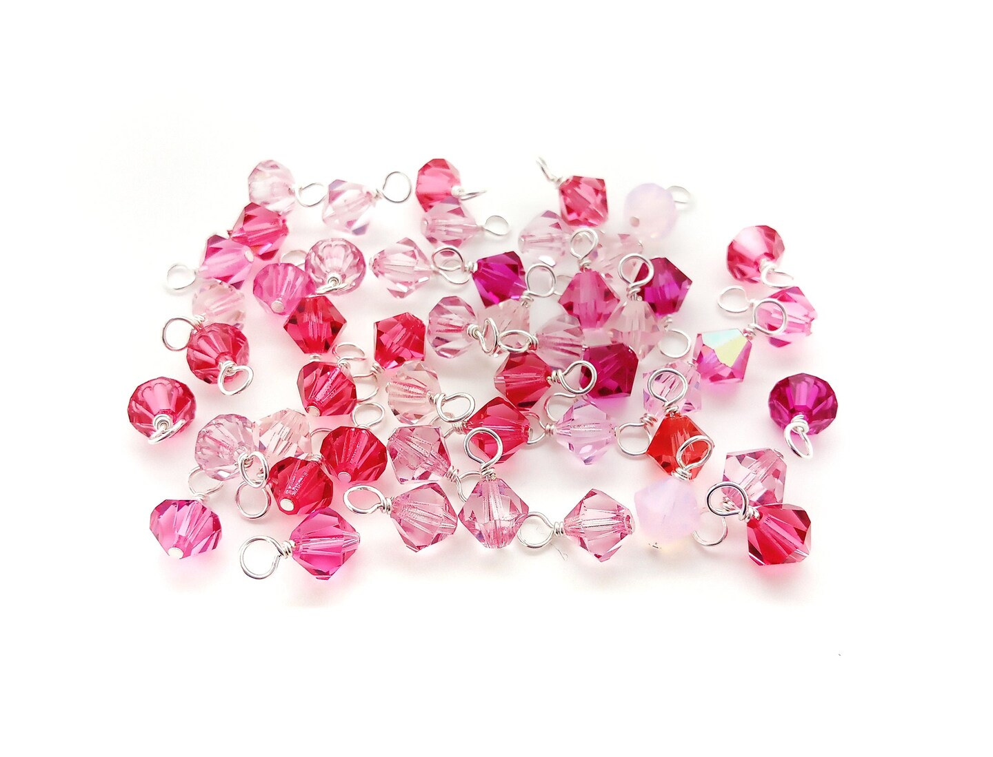 Pink Bicone Dangles, 25 Crystal 6mm Bead Charms, Adorabilities | Michaels