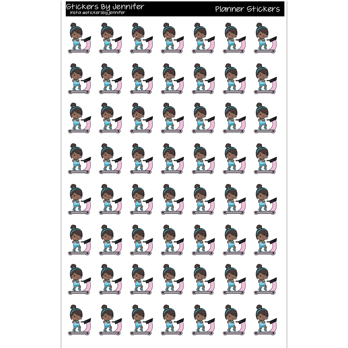 African American Chibi Girl Treadmill Planner Stickers | Michaels