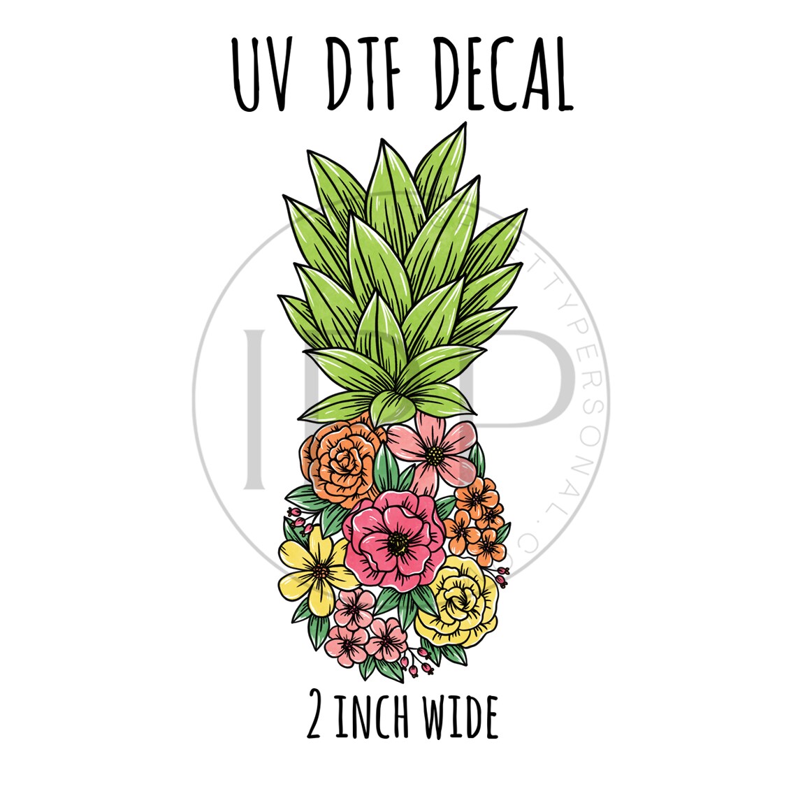 #40 DECAL - Floral Pineapple- 2 inch wide UV DTF decal | Michaels