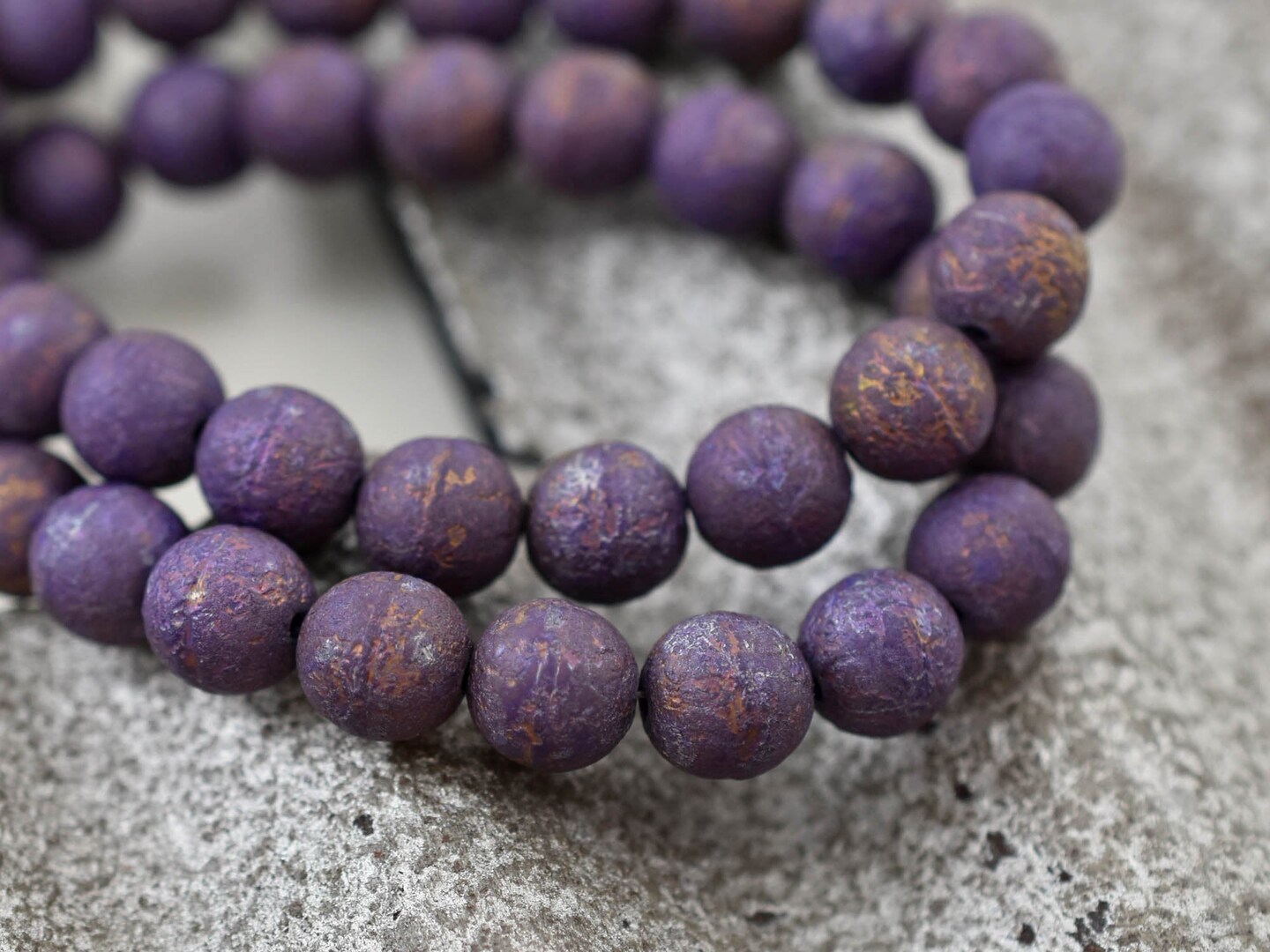 Mercury Washed Etched Dark Purple Round Druk Beads | Michaels