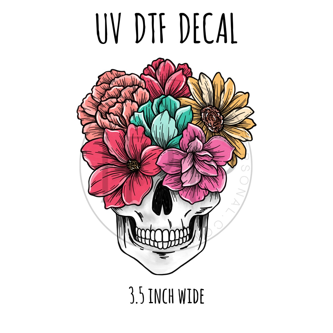 #10- Floral Skull- 3.5 inch wide UV DTF decal | Michaels