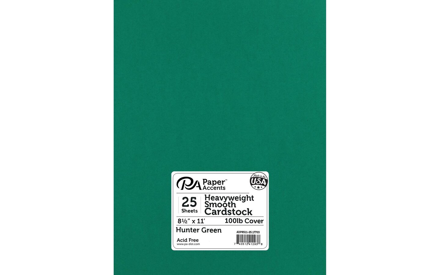 PA Paper Accents Heavyweight Smooth Cardstock 8.5" x 11" Hunter Green ...