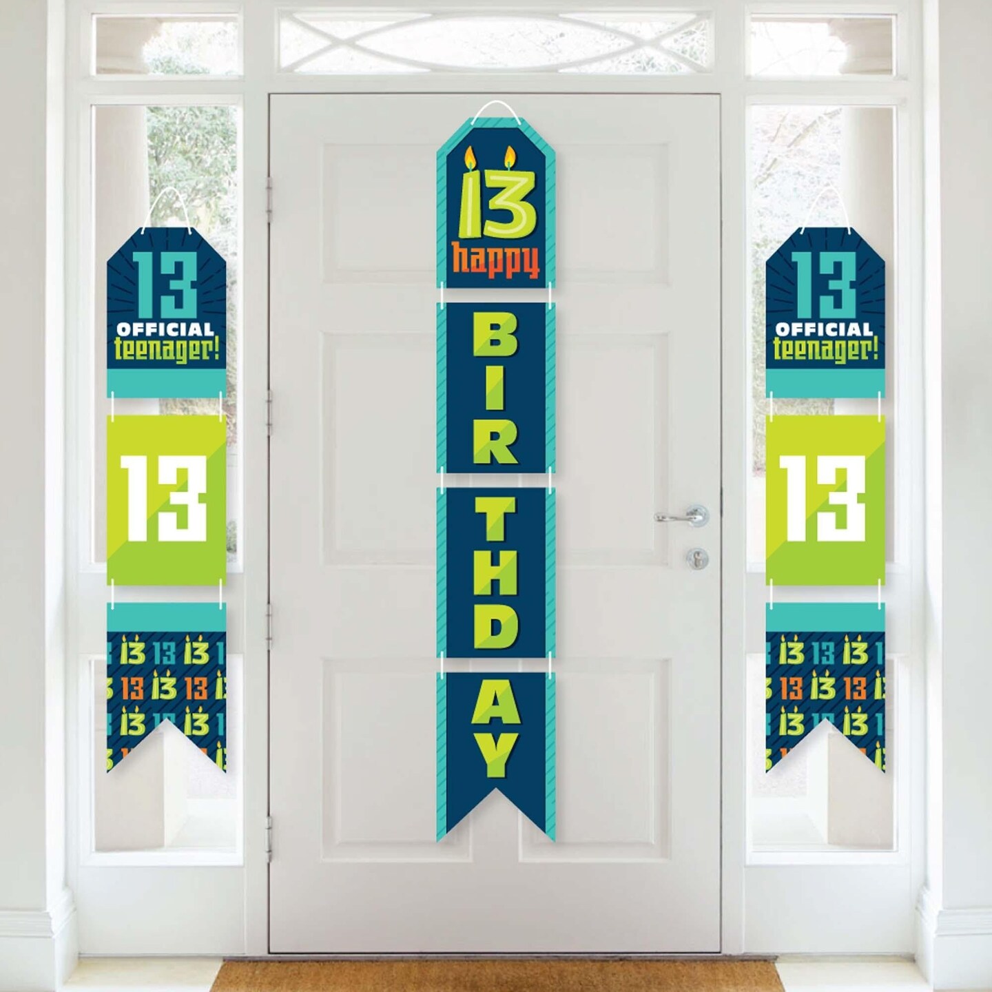 Big Dot of Happiness Boy 13th Birthday - Hanging Vertical Paper Door ...
