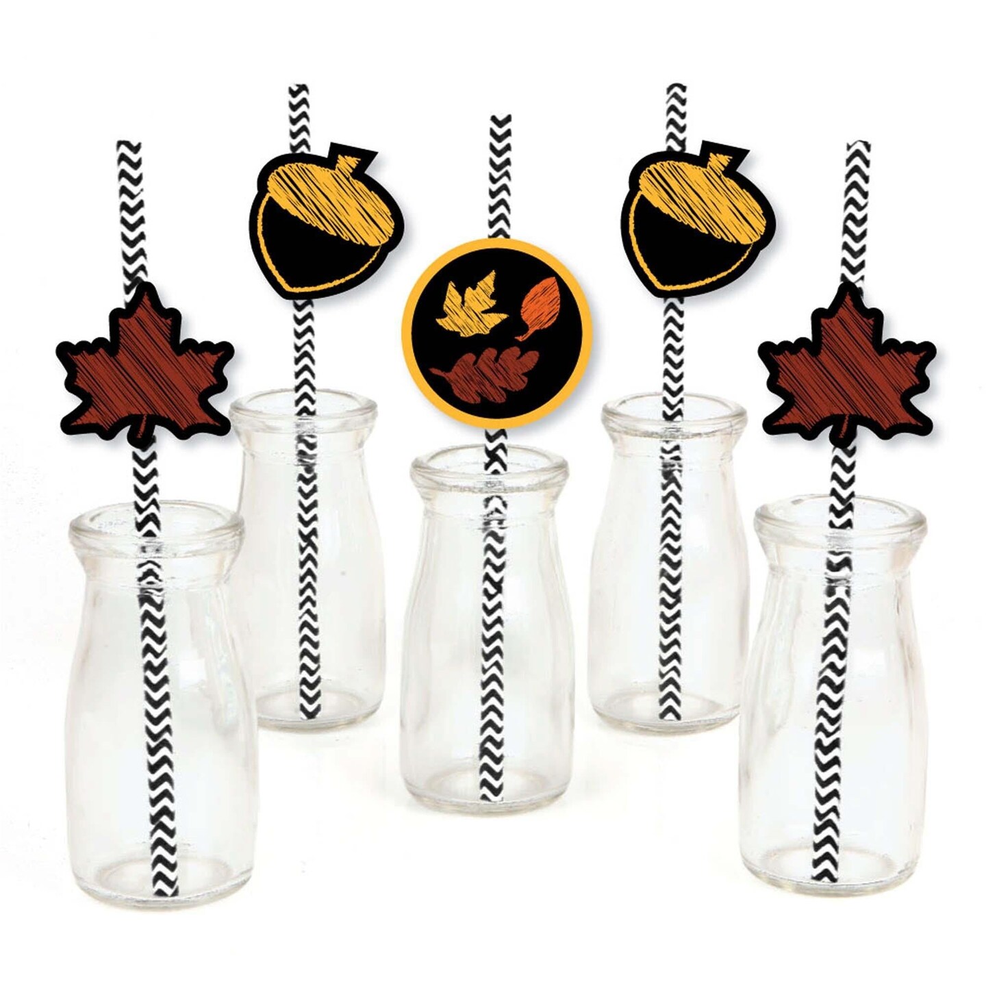 Big Dot of Happiness Fall Leaves Paper Straw Decor - Fall Party Striped ...