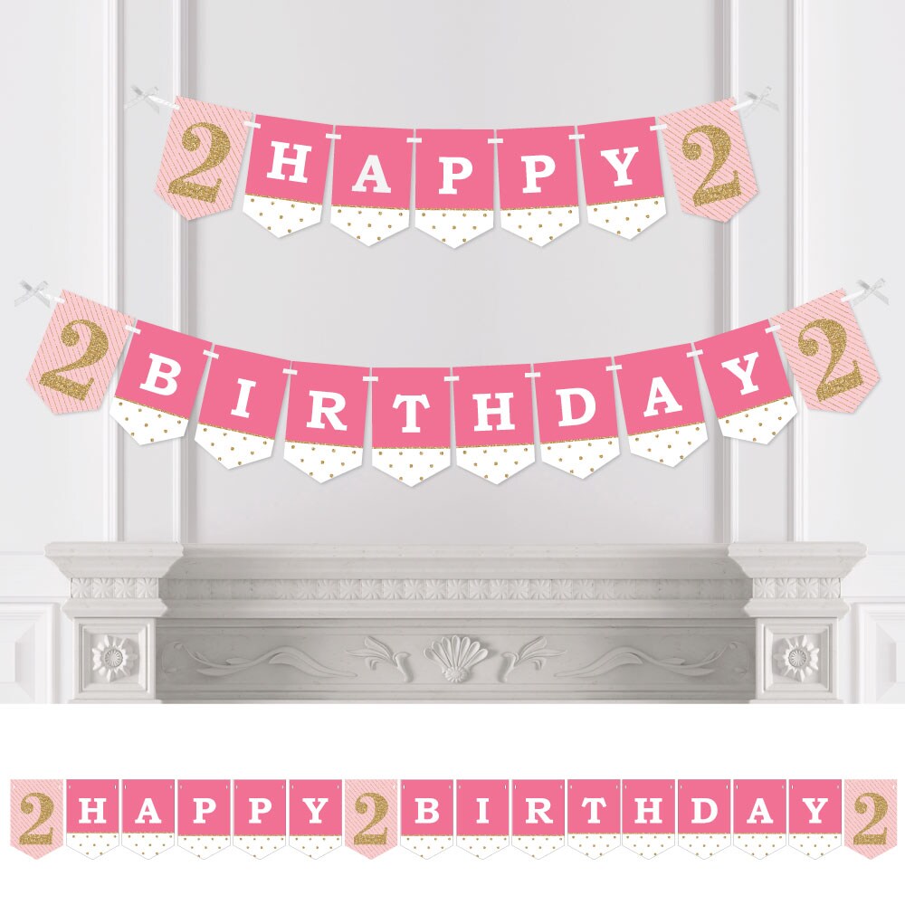 Big Dot of Happiness Girl - Two Much Fun - 2nd Birthday Party Bunting ...