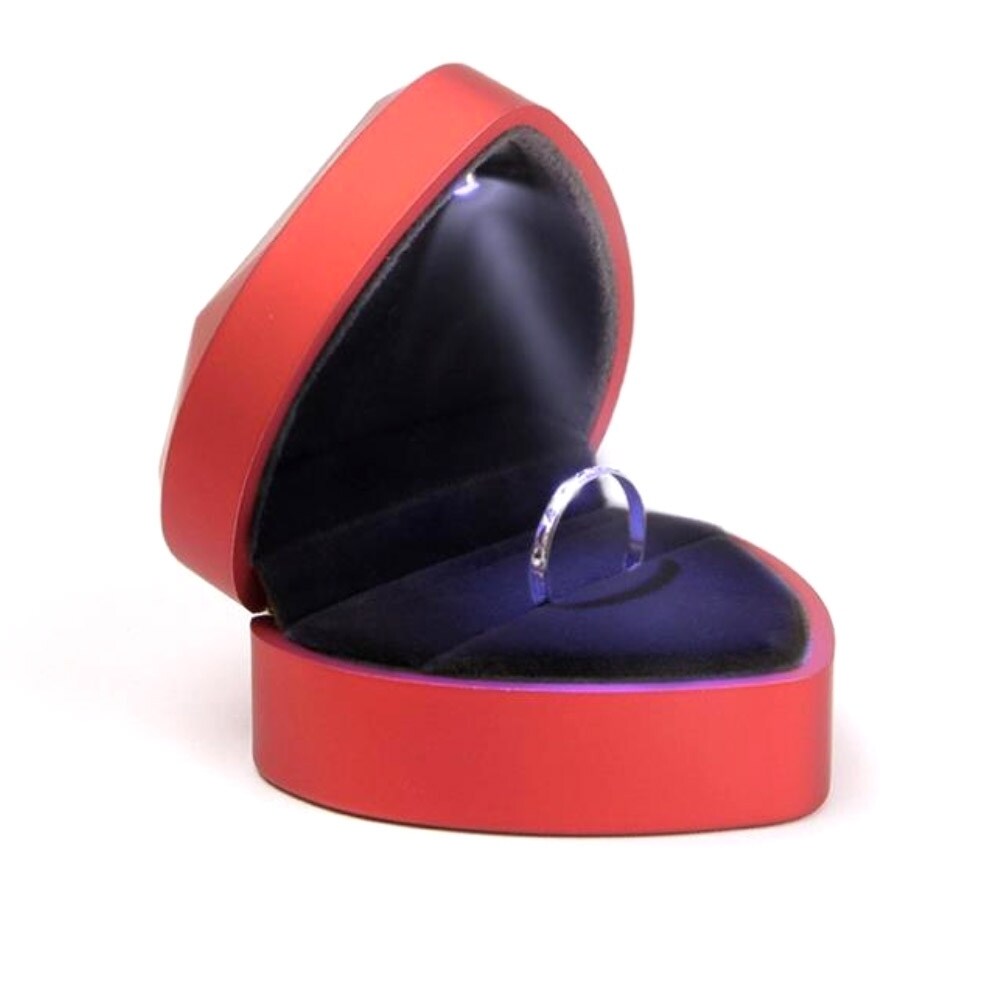 Heart Shape Led Light Ring Holder Box Proposal Wedding Band Display ...