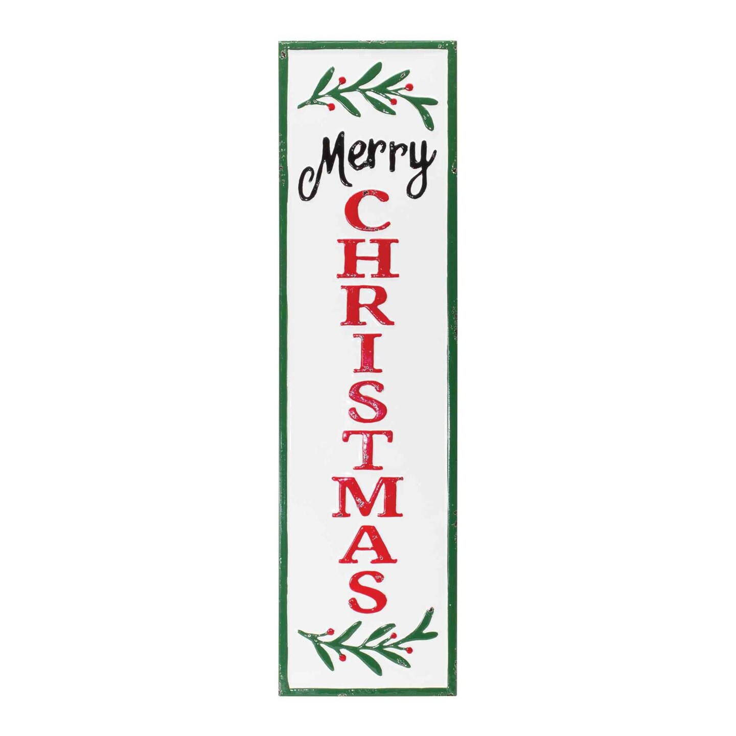 Melrose 33" White and Red Holly and Berries "Merry Christmas" Iron ...
