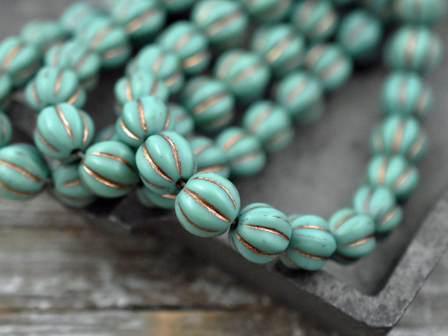 *20* 8mm Bronze Washed Matte Persian Turquoise Round Melon Beads | Michaels