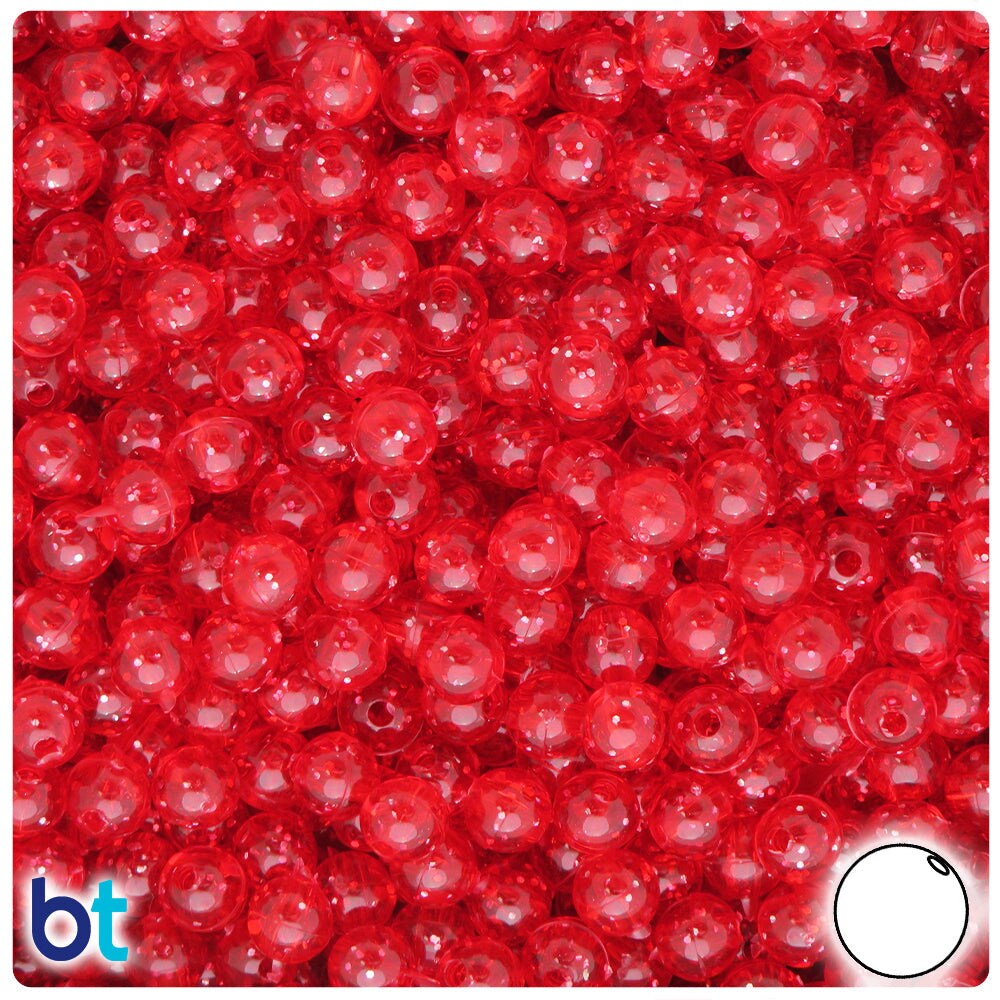 BeadTin Ruby Sparkle 6mm Round Plastic Craft Beads (500pcs) | Michaels