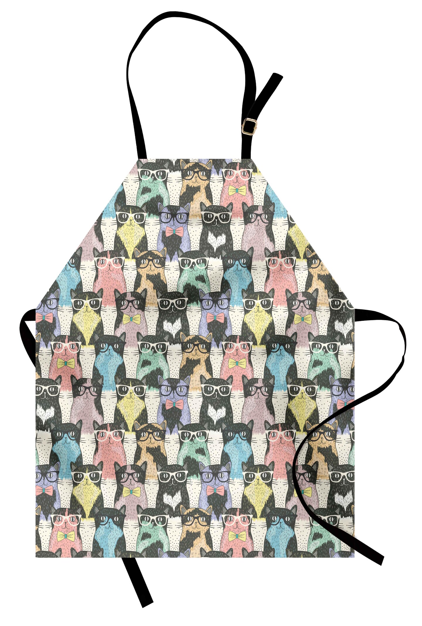 Ambesonne Funny Cartoon Apron, Theme of Playful Hipster Cats with ...