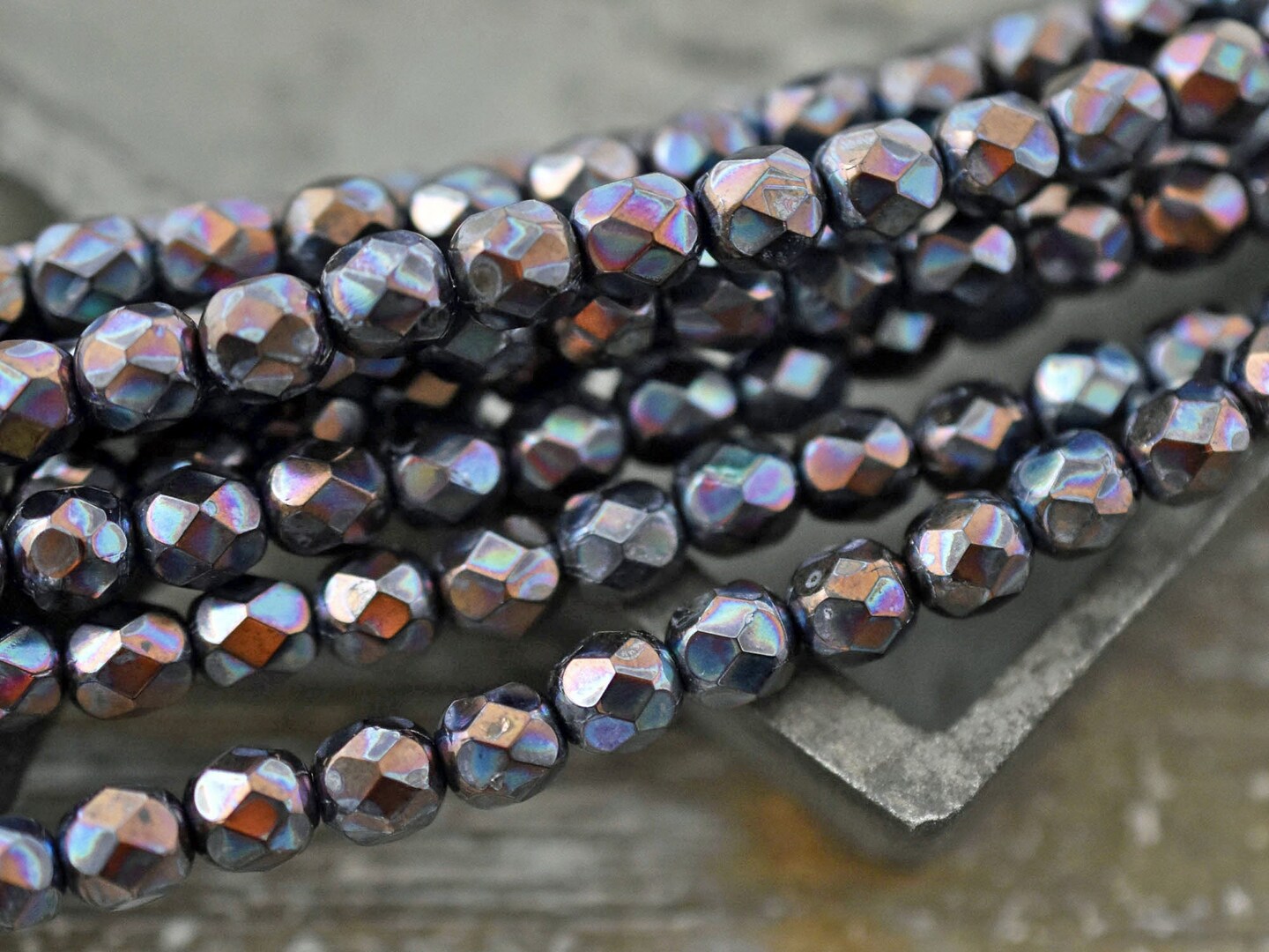 *25* 6mm Jet Black Nebula Fire Polished Round Beads | Michaels