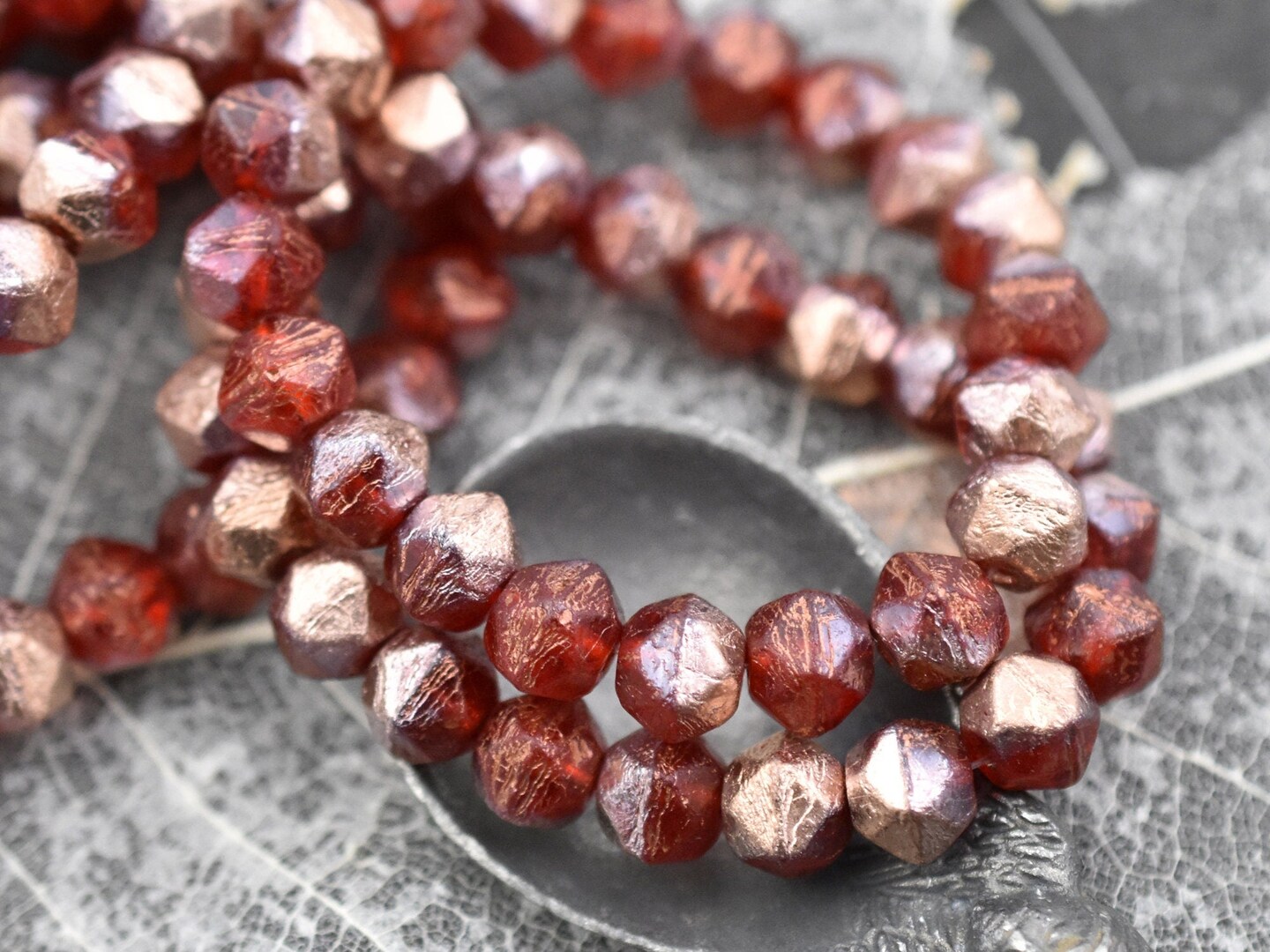 *20* 8mm Copper Washed Ruby Red Antique Cut Round Beads | Michaels