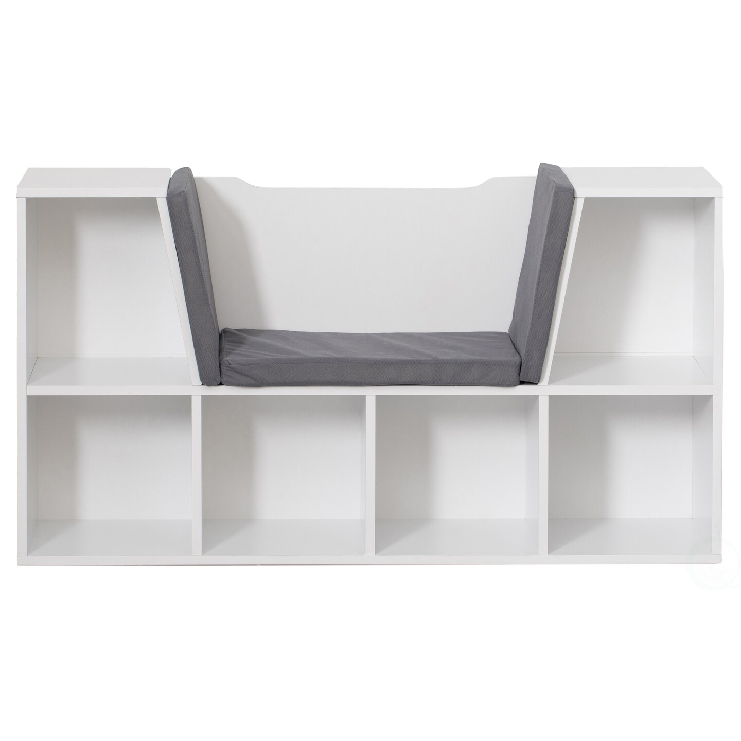 Modern Multi-Purpose Bookshelf with Storage Space and Gray Cushioned ...