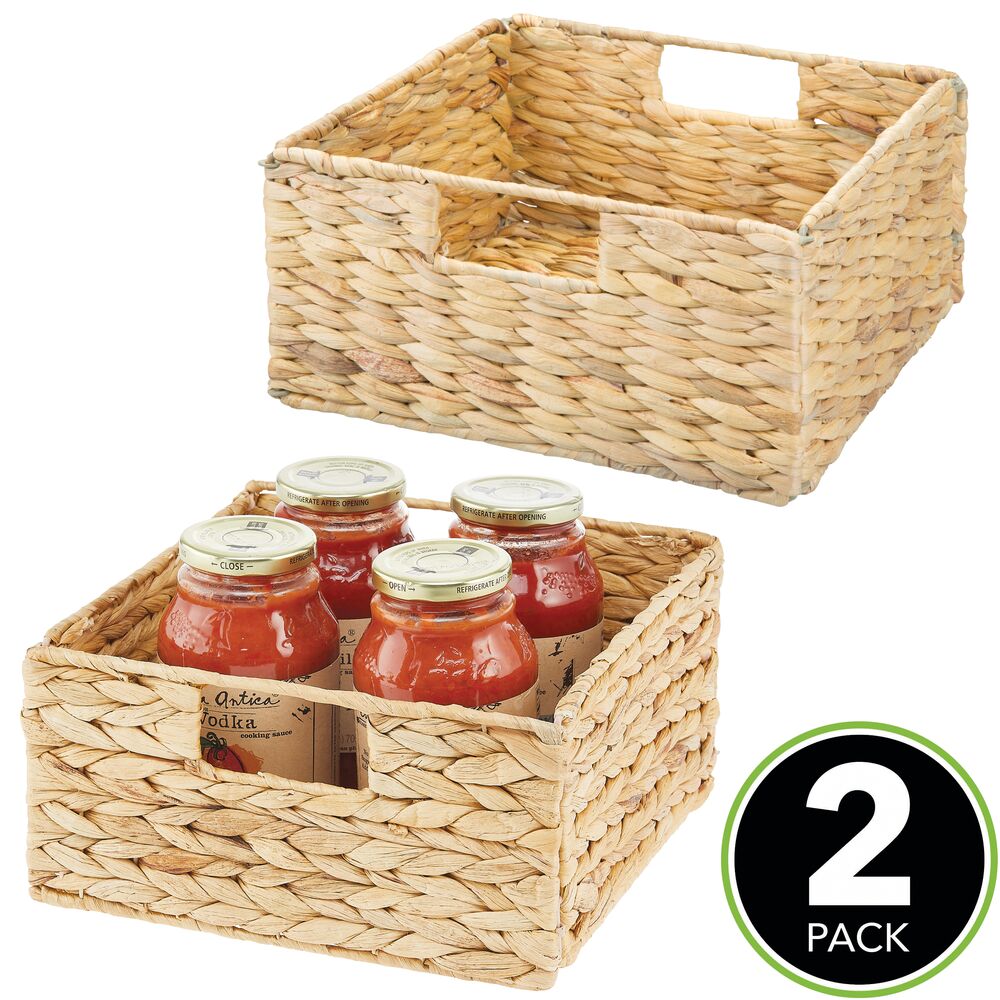 mDesign Hyacinth Kitchen Storage Basket with Handles, 2 Pack | Michaels