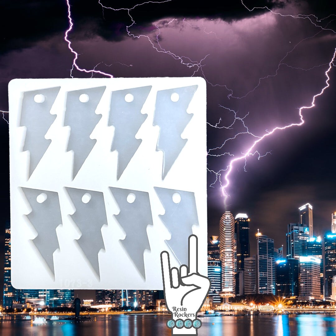 UV Safe Lightning Bolt Dangle Earring Mold Quad for UV and Epoxy Resin ...