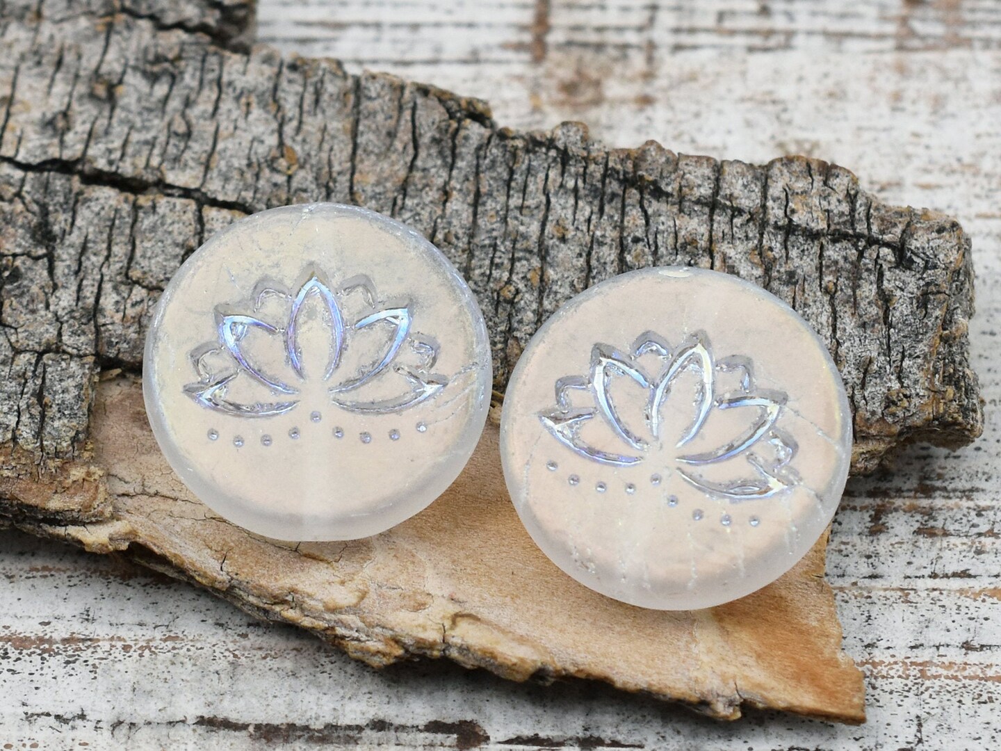 *2* 18mm Matte Crystal AB Lotus Flower Coin Beads | Michaels