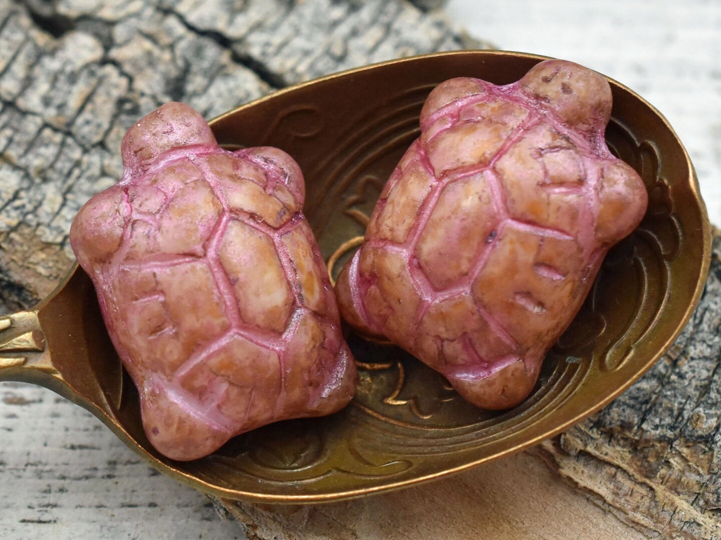 *2* 19x14mm Pink Alabaster Travertine Turtle Beads | Michaels