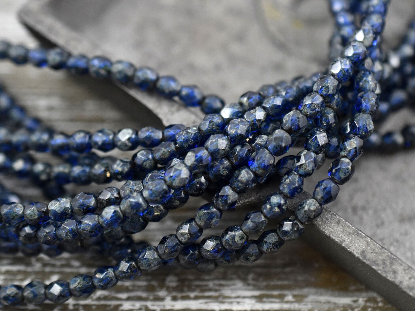 *50* 4mm Cobalt Picasso Fire Polished Round Beads | Michaels